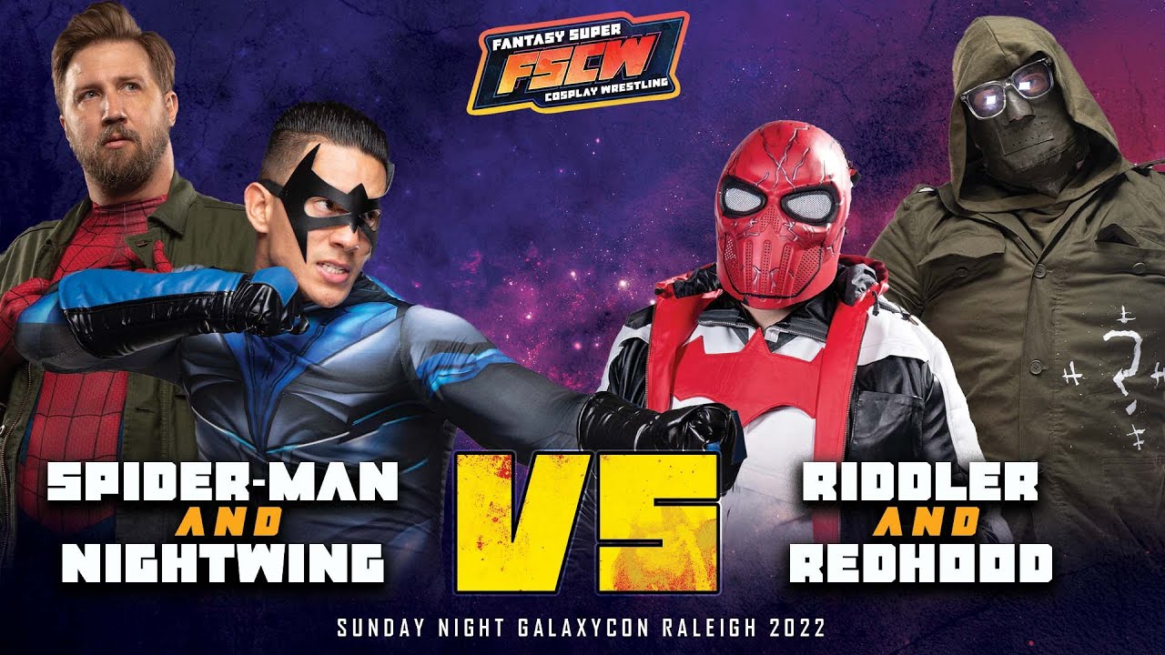 FSCW Cosplay Wrestling Spider-Man & Nightwing Vs Redhood & Riddler Tag ...