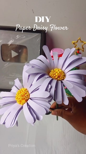 Diy Paper daisy🌼 #diy #craft #shorts #viral #papercraft #paperflower ...