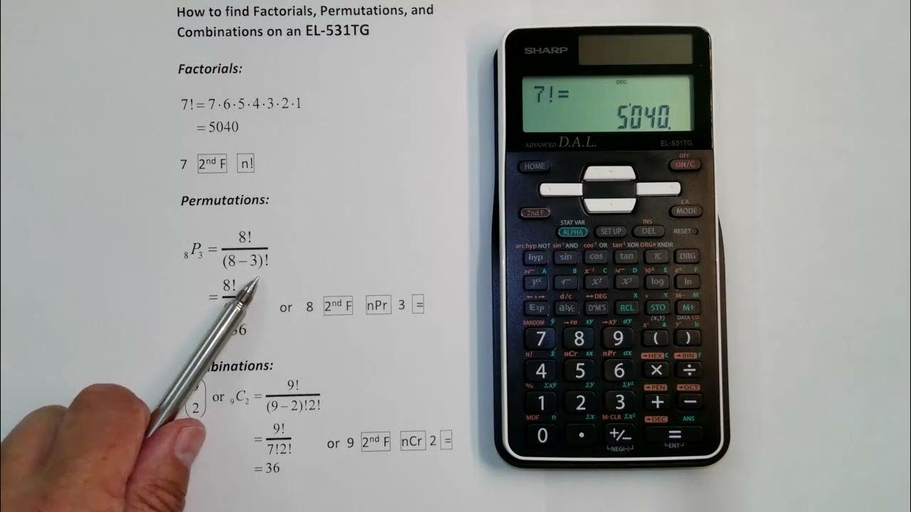 Factorials, Permutations and Combinations on a Sharp EL-531TG - YouTube