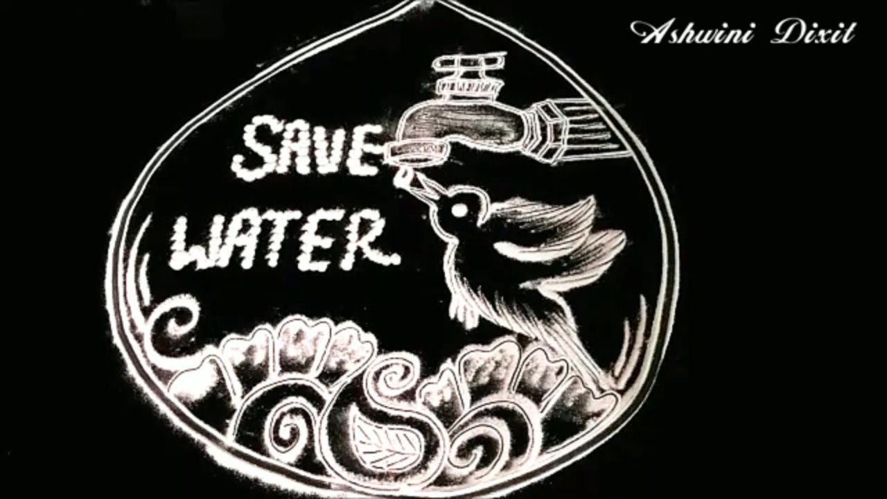 Save water rangoli | Latest Rangoli designs with message Save Water ...