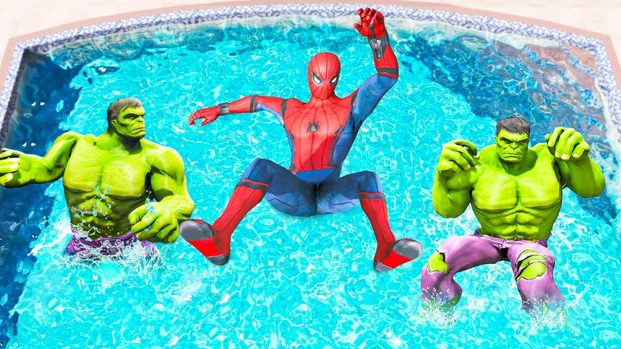 SPIDERMAN vs HULK Jumping into Pool in GTA 5! (Spiderman vs HULK Pool ...