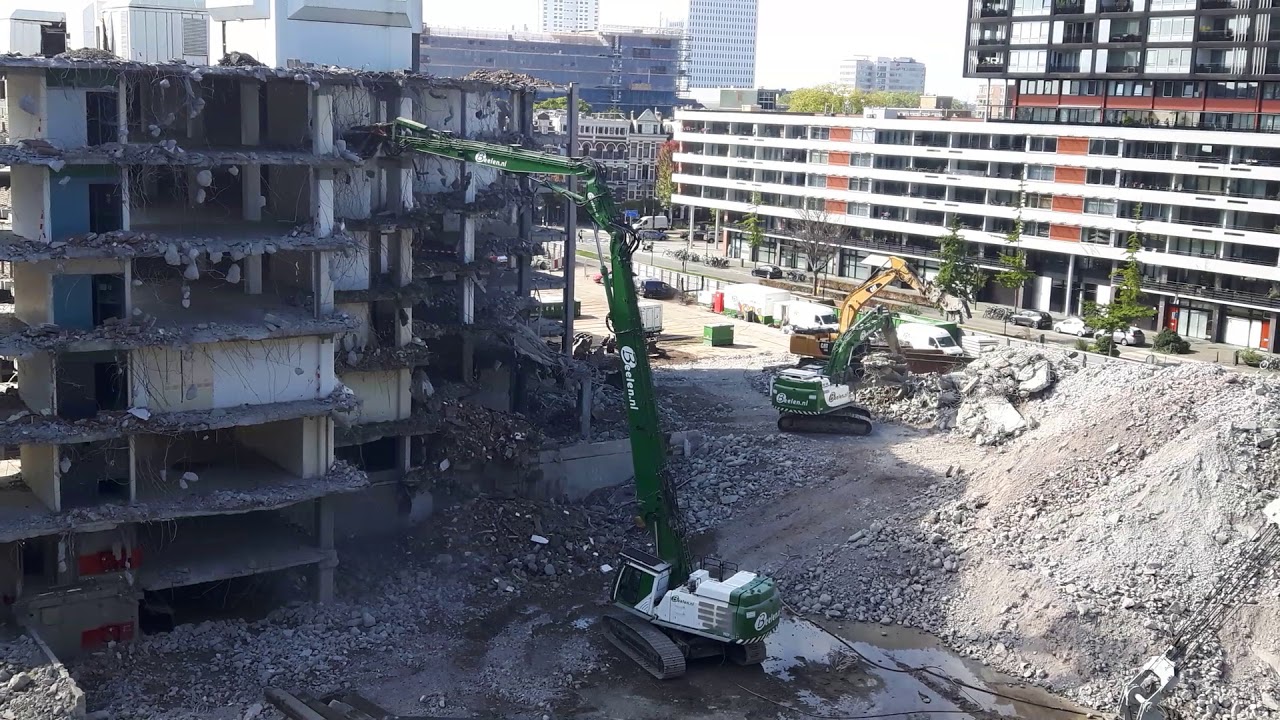 Beelen.nl sloopt hoog stuk van het kantoorcomplex - YouTube