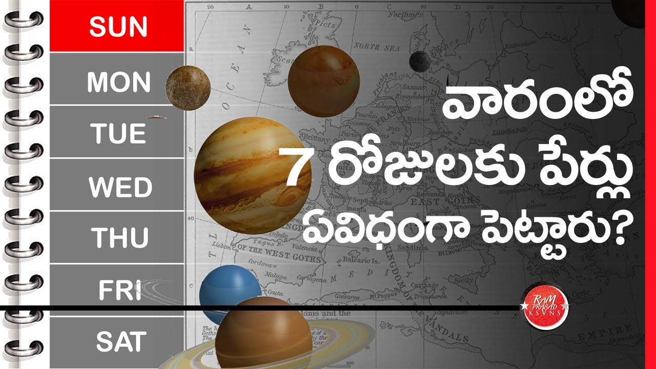 How the Days of the Week were named? (in Telugu) వారాలకు సోమ, మంగళ, బుధ ...