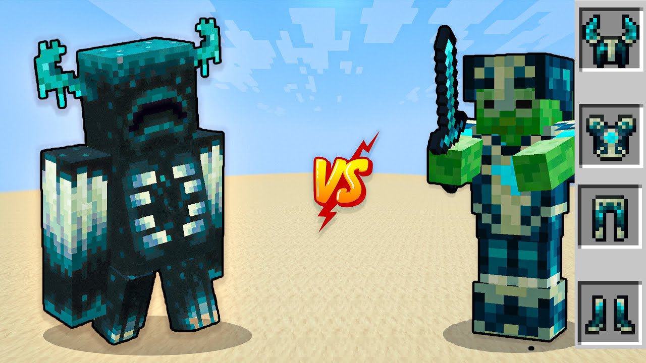 WARDEN VS ZOMBIES WITH WARDEN ARMOR - SKELETONS VS WARDEN - WARDEN VS ...