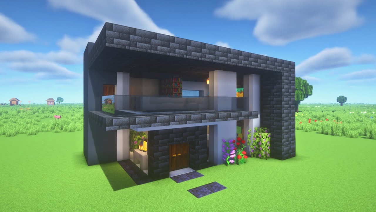 Minecraft: Black and White Modern House - YouTube