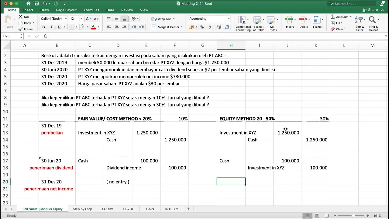 Meeting 2_Review Metode Pencatatan Investasi Cost atau Fair Value ...