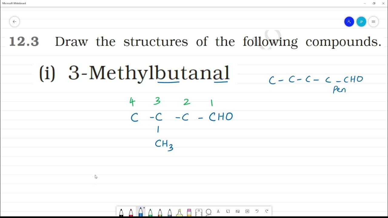 Draw the structures 3-Methylbutanal - YouTube