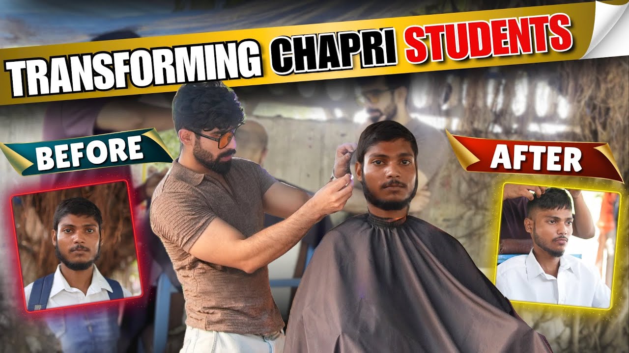 Giving FREE HAIRCUT TO STRANGER STUDENTS| CHAPRI Transformation| Face ...