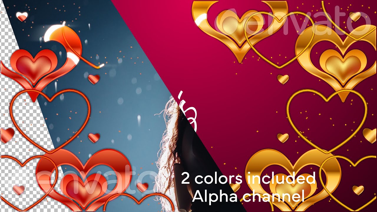 Hearts Alpha channel - YouTube
