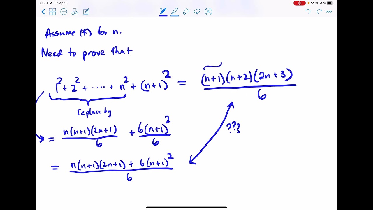 Proof by induction, sum of squares - YouTube