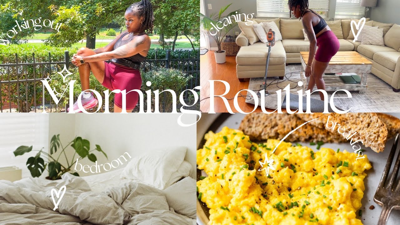 MORNING ROUTINE *Realistic* // Running, cleaning, Making breakfast ...