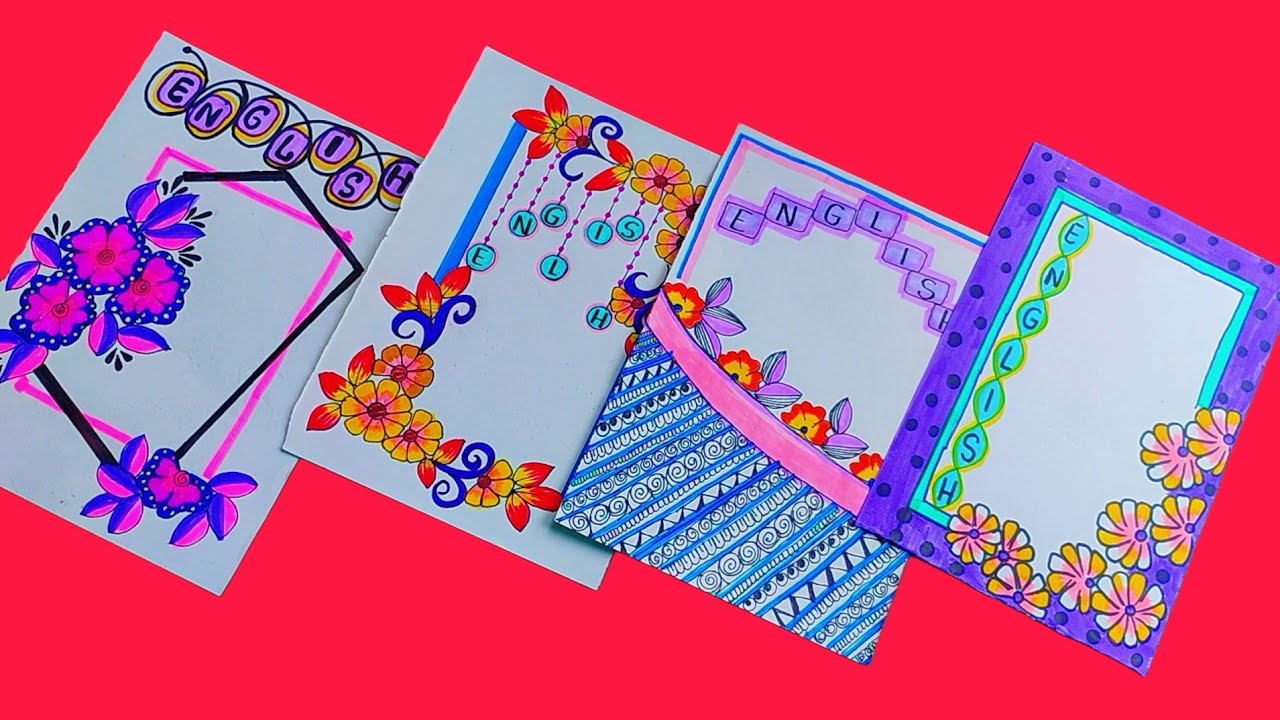 🌈🌌How To Draw English Project Front Page Design||Corner Border Design ...