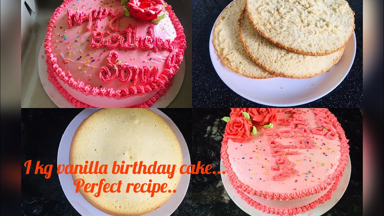 1 kg vanilla Birthday cake.../1 kg വാനില ബർത്ഡേ കേക്ക് - YouTube