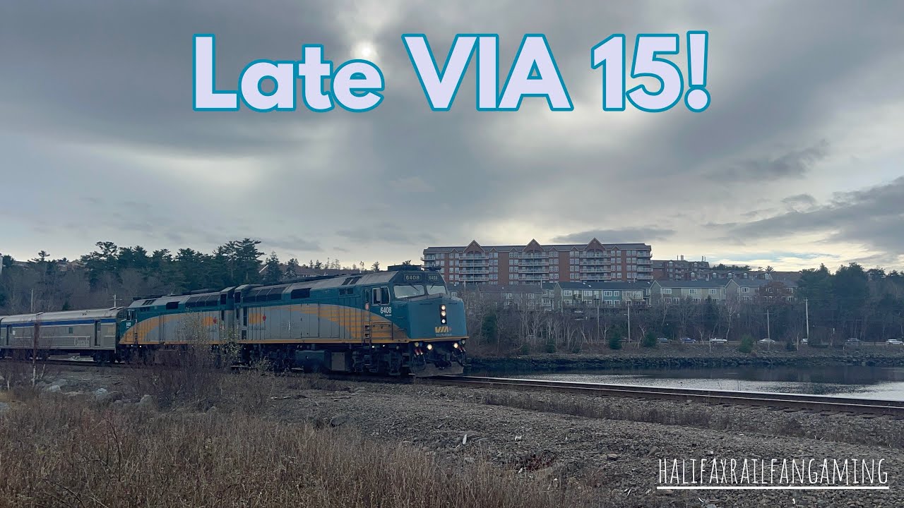Slightly Late Via Rail 15 Approaching Millview, Bedford, NS. - YouTube