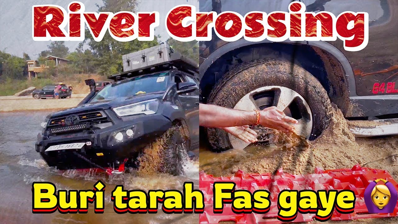 Cars stuck in river sand, Recovery of 4x4 vehicles from the river bed ...