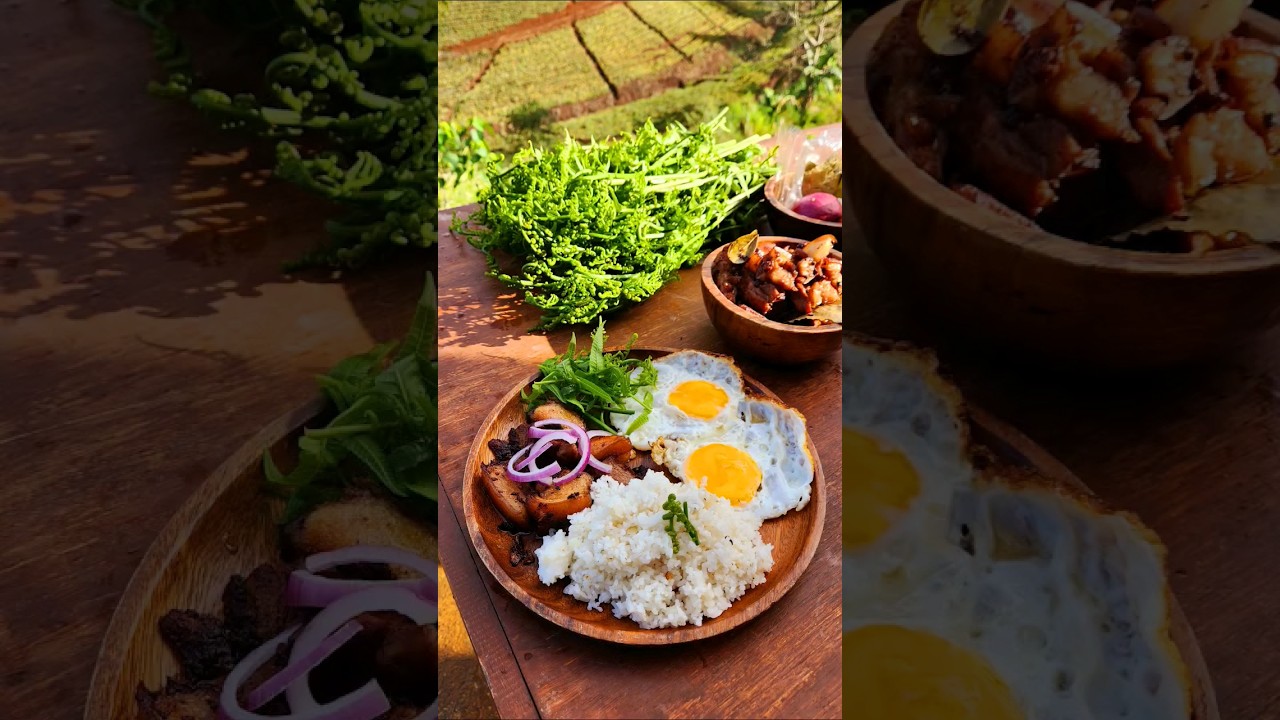 Adobo, Fried Rice, and Pako sa Bukid 😋 #shorts #joverttupag #food # ...