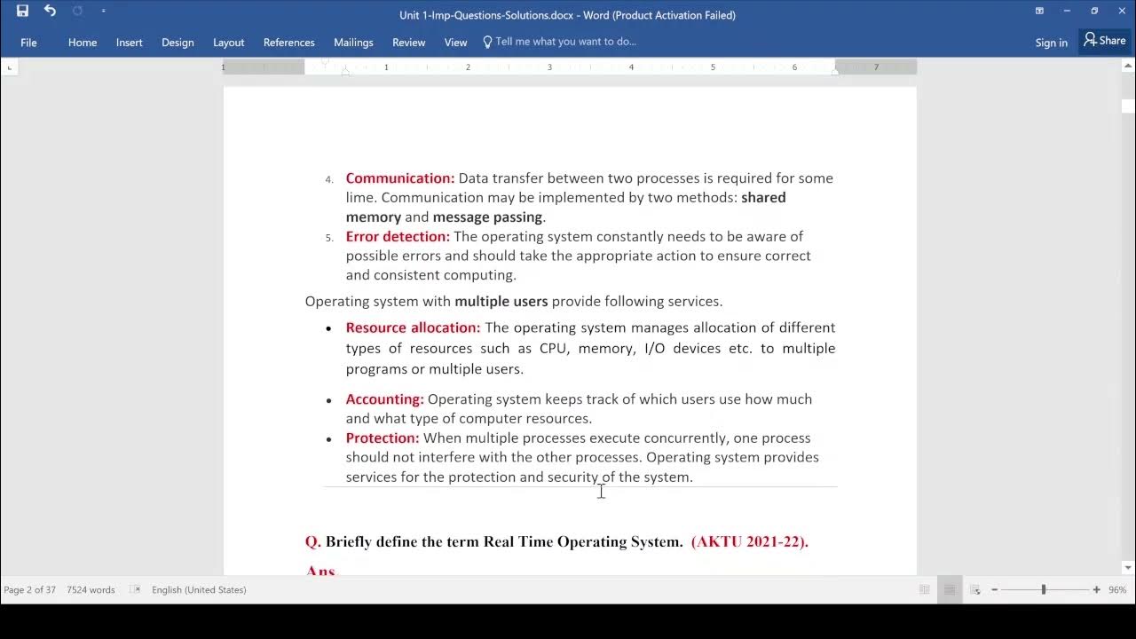 Unit 1 Operating System most important 2marks questions with answers - YouTube