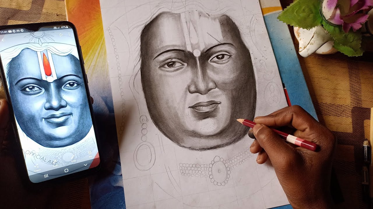 Shree RAM ji ki Drawing , ll Ram Lala Drawing ll step by step Shading ...