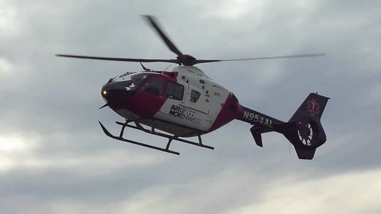 EC135 Eurocopter Helicopter landing at KBFI Seattle - YouTube