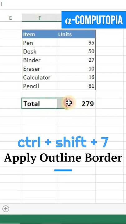 Keyboard shortcut to apply an outline/outside border in MS Excel - YouTube