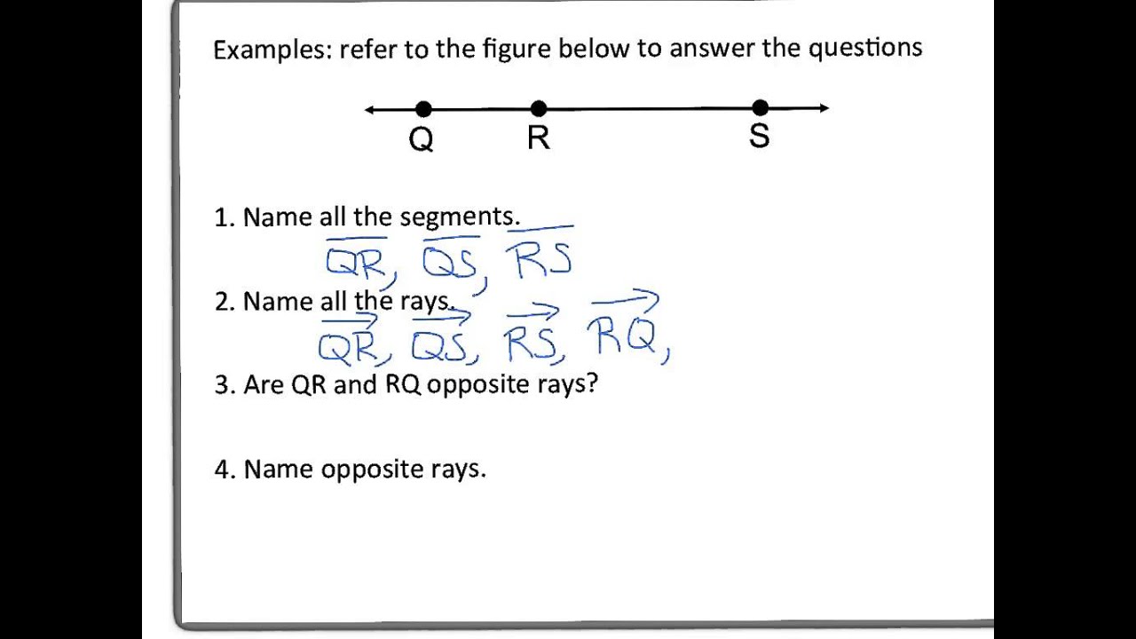 1-4 Segments, Rays, Parallel Lines and Planes - YouTube