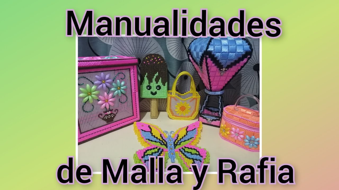 Manualidades de Malla y Rafia / plastic canvas - YouTube