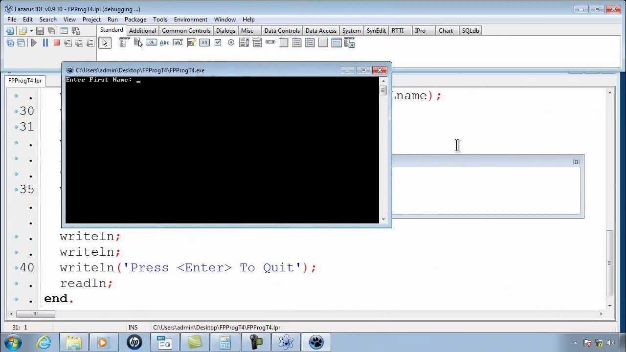 Free Pascal Program Tutorial 4 - User Input - Lazarus - YouTube