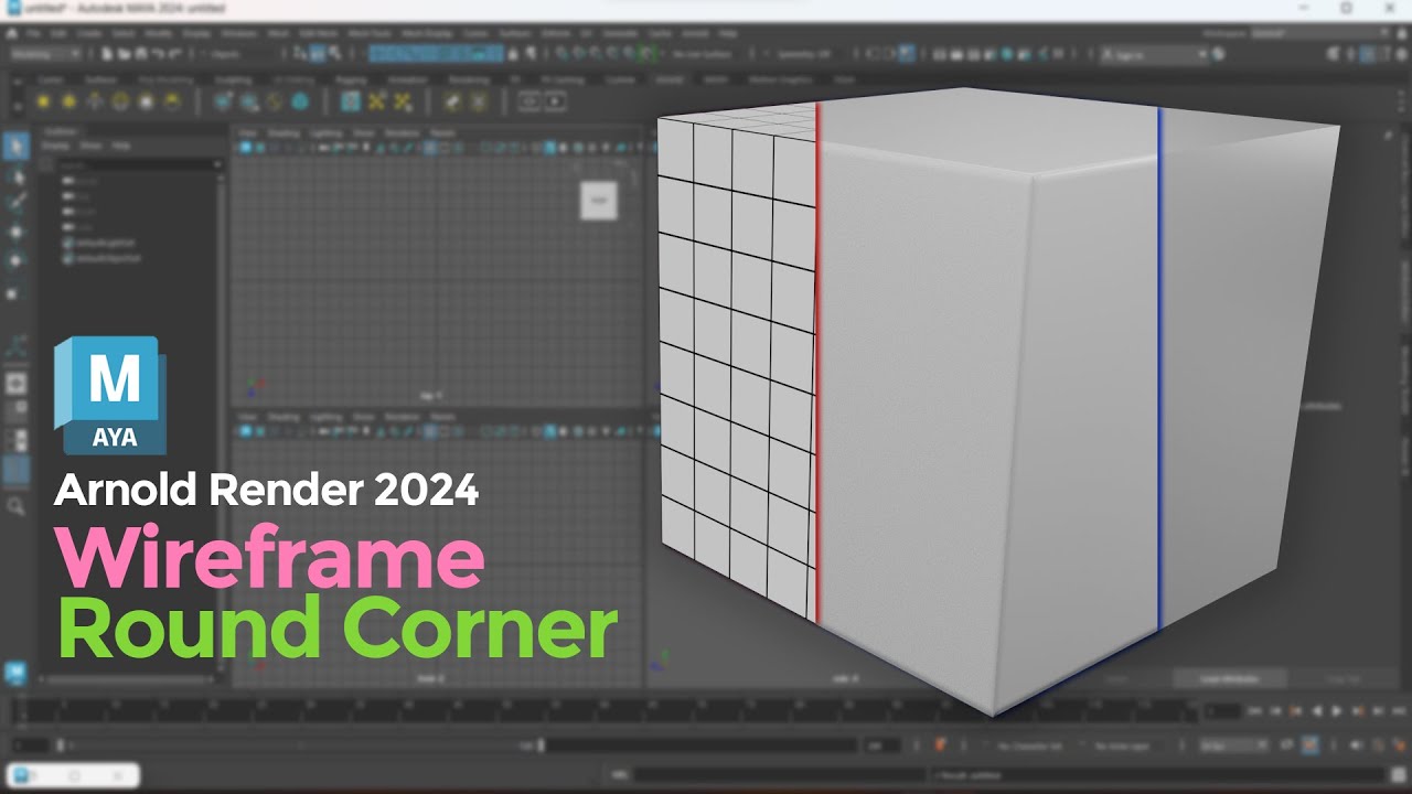 How to Render Wireframe and round corner in the Arnold Maya 2024 - YouTube
