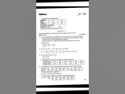 business mathematics and statistics 2023 question paper for 3rd sem bcom/bba students - YouTube