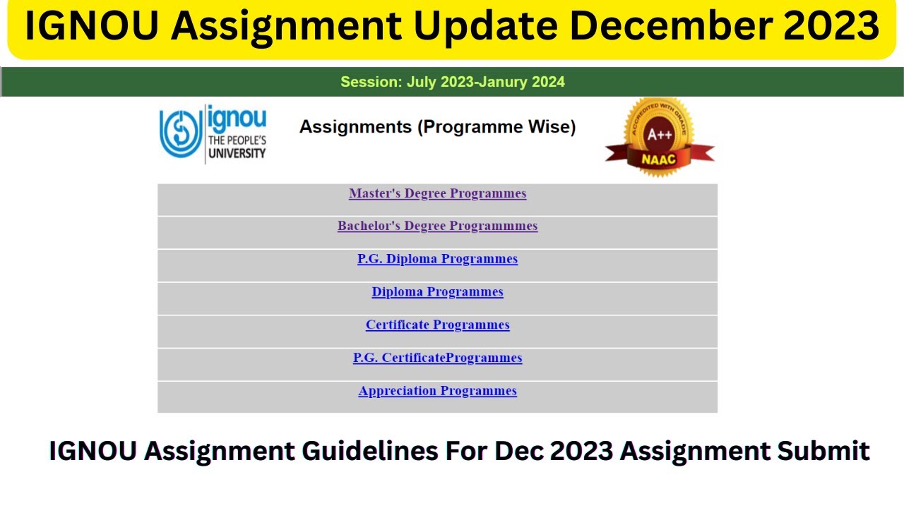 IGNOU Assignment Update December 2023 | IGNOU Assignment Guidelines For ...