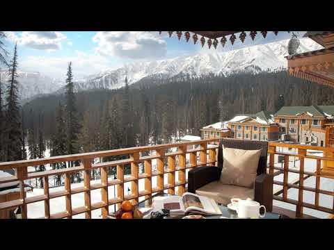 Cozy Cabin Balcony Ambience | Wind and Light Snow Falling Sounds for Relaxation & Sleep