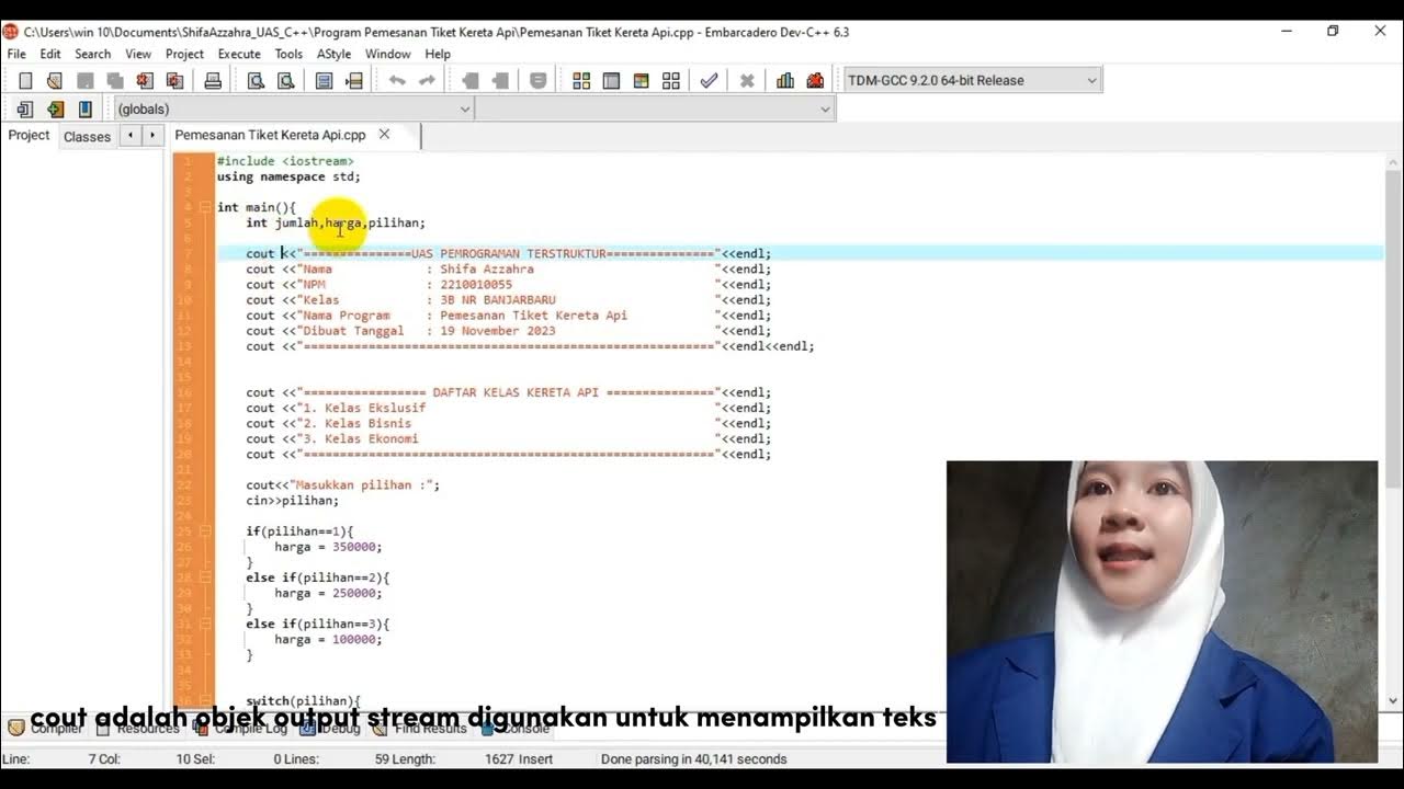 PROGRAM PEMESANAN TIKET KERETA API MENGGUNAKAN DEC C++ - YouTube