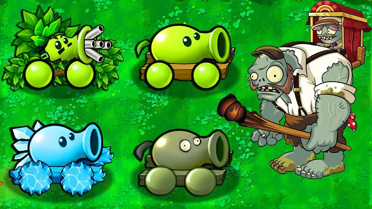 PVZ 1 Hybrid Challenge! Minigame x6 Cob Cannon Pea Vs x40 Gargantuar ...
