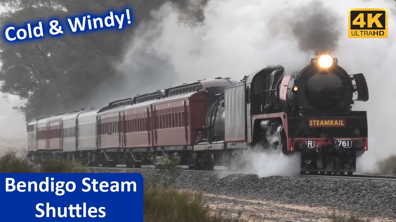 A Cold & Windy Steamrail Bendigo Shuttles 2025 with R761 & 301 [4K ...