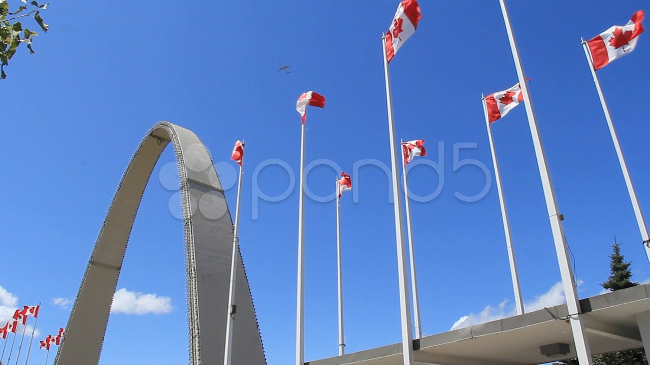 Exhibition Place Arch And Canadian Flags. Stock Footage - YouTube
