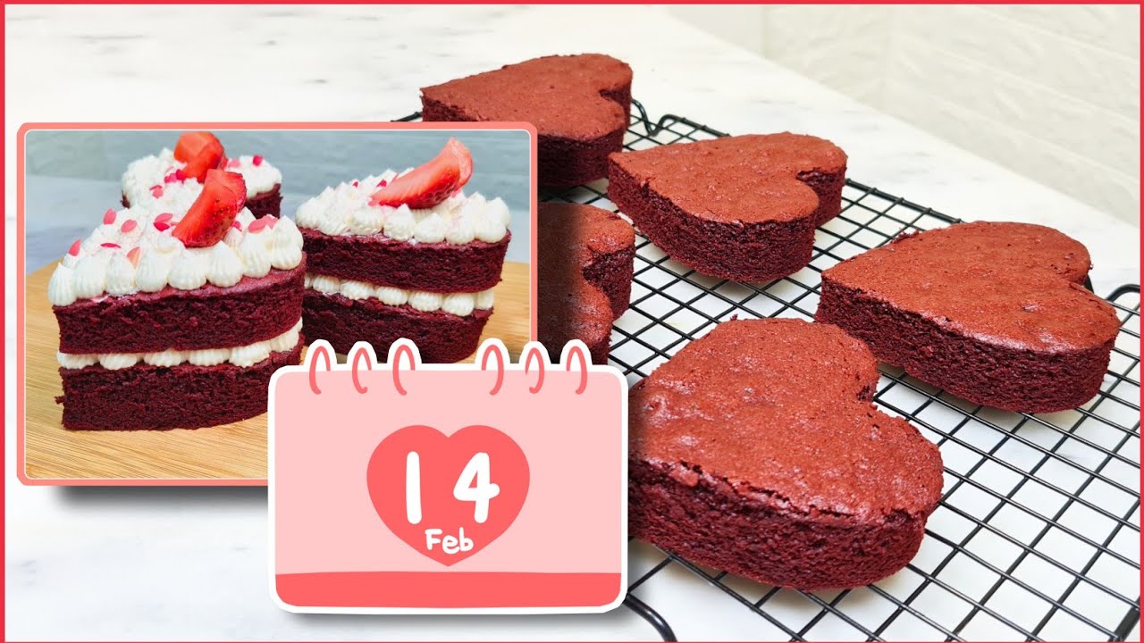 3 Mini Red Velvet Heart Cakes / Valentine's Day Cake Idea - YouTube