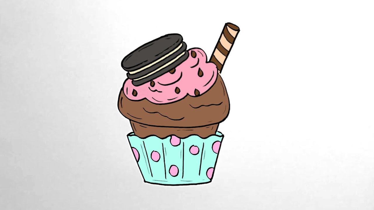 How to Draw CUPCAKE WITH OREO - YouTube