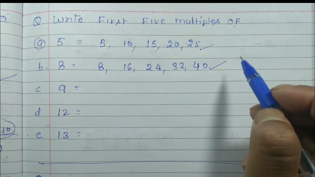 Write first five multiples of 5 ,8, 9, 12, 13 - YouTube