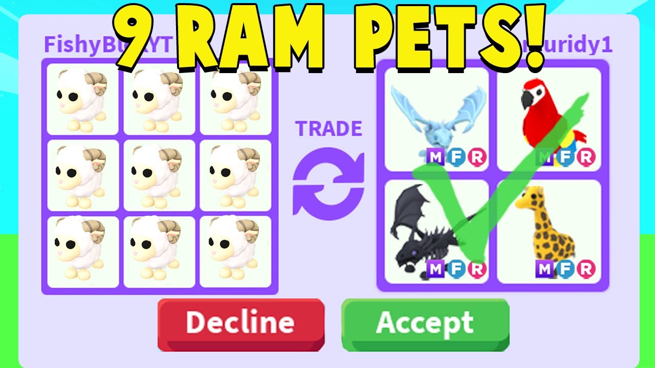 Trading 9 *NEW* RAMS in Adopt Me! - YouTube