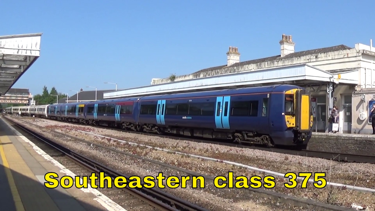 Southeastern refurbished class 375 Electrostar trains in and out - YouTube