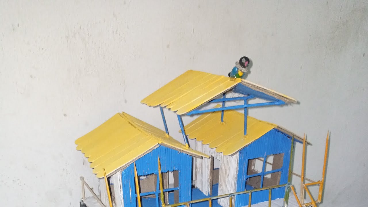 How to make a beautiful house with cardboards and Bamboo sticks ...