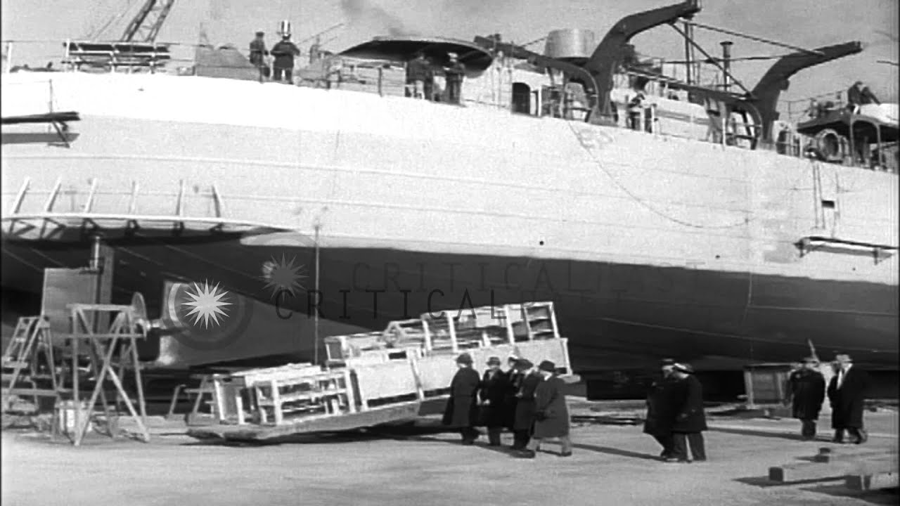 Shipyard in operation during WWII. Ships in various stages of ...