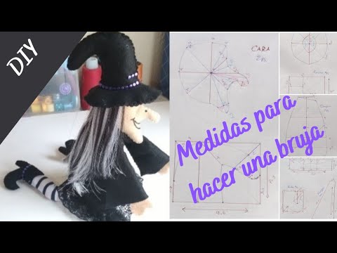 Bruja en fieltro / Medidas # 1/Moldes con sus medidas - YouTube