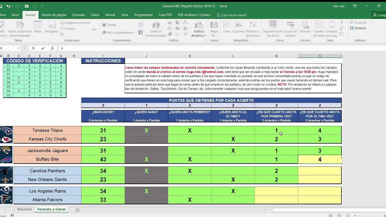 Tutorial Quiniela Tradicional NFL - YouTube
