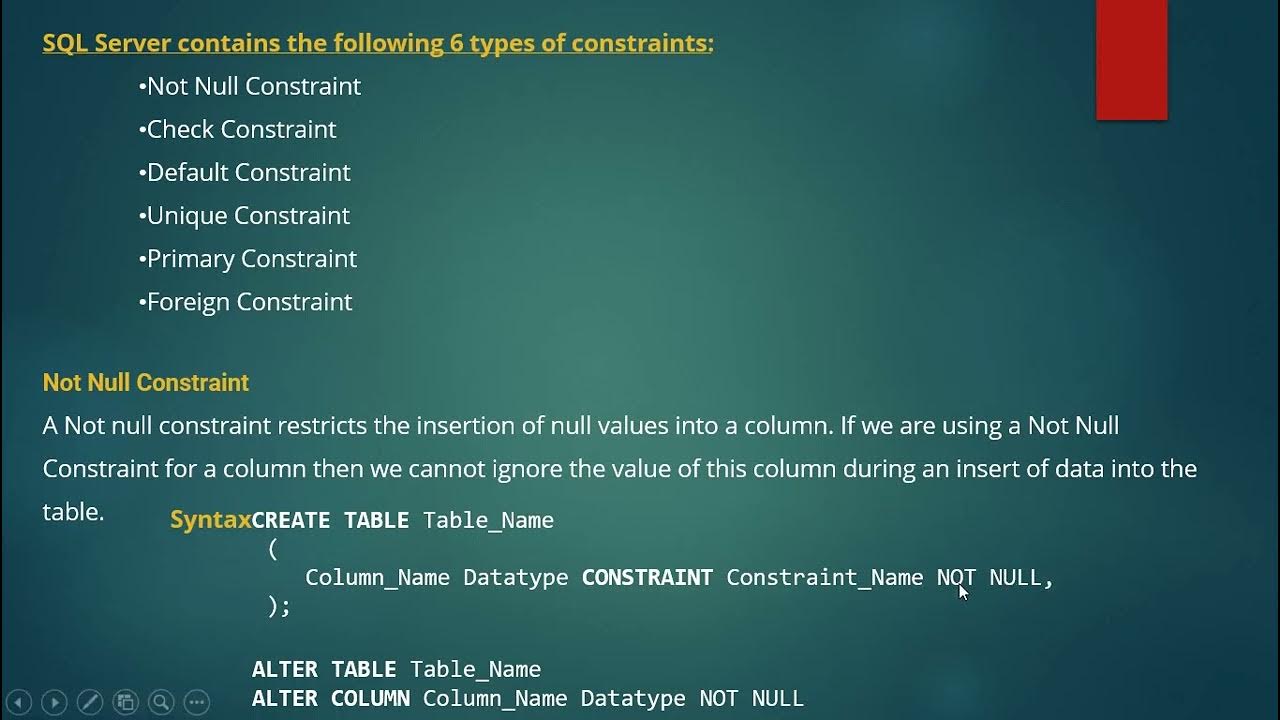 Constraints in SQL Server Part 1 - YouTube
