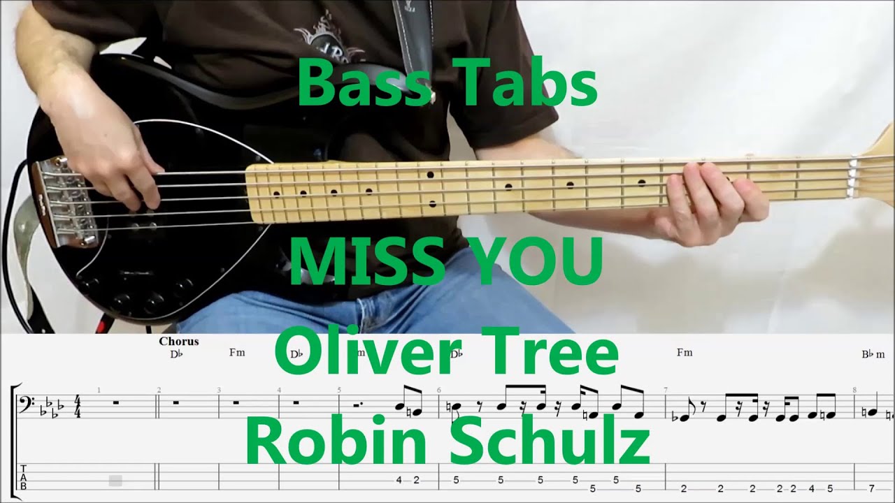 Oliver Tree & Robin Schulz - Miss You (BASS COVER TABS) - YouTube