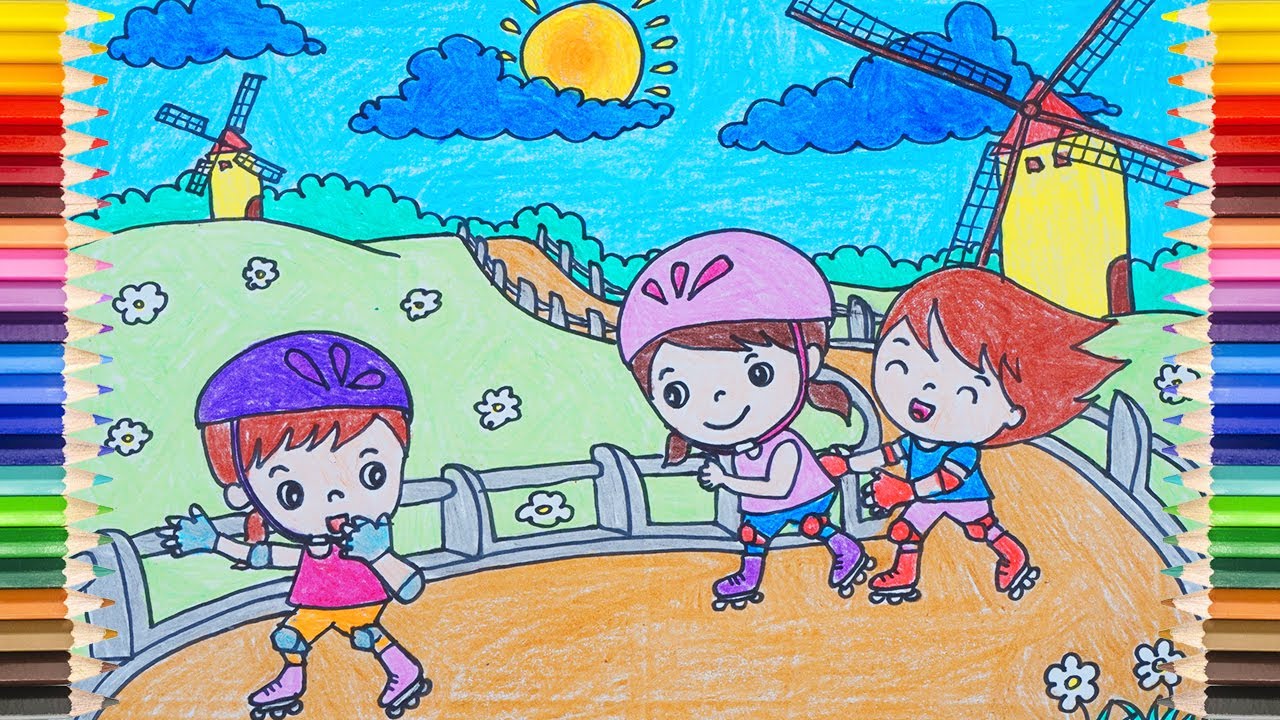 ROLLERBLADING - INLINE SKATING ! HOW to Drawing and Coloring - YouTube