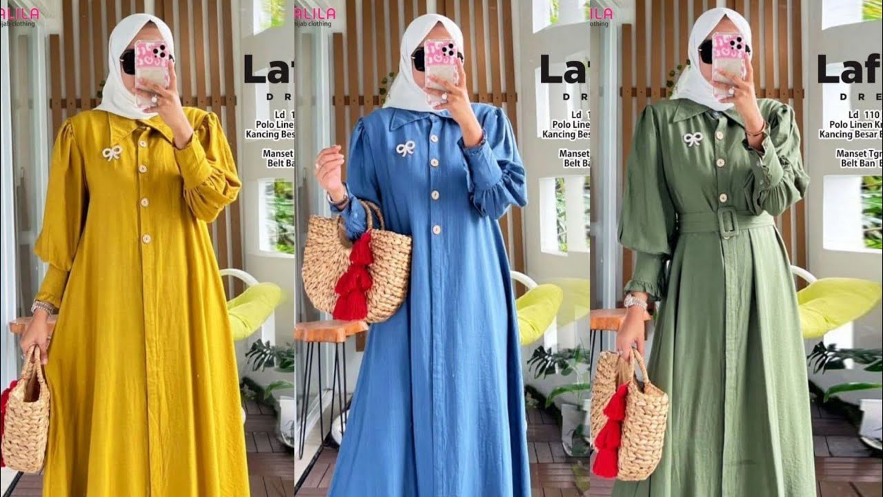 Model midi dress bahan crinkle model garis-garis|cocok di buat jalan ...