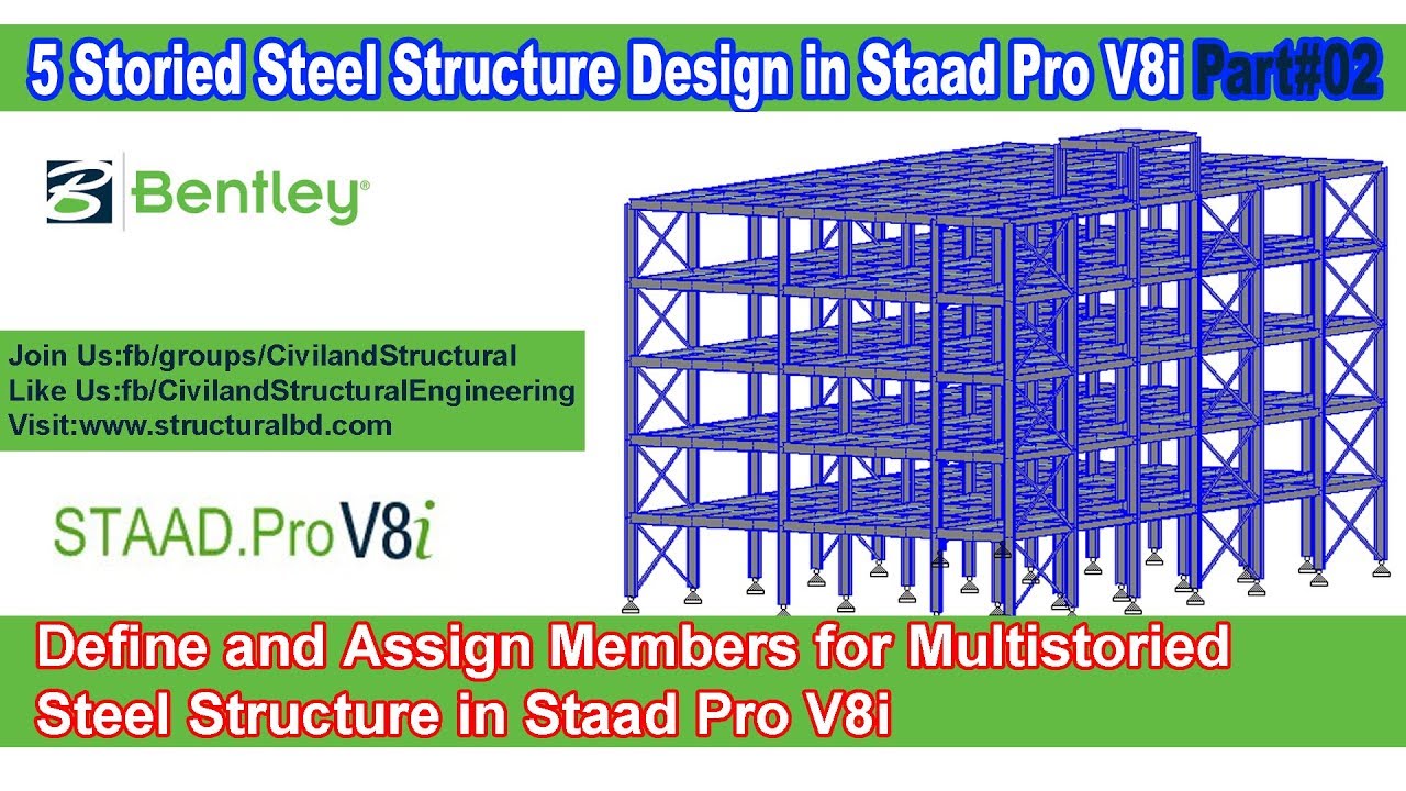 Define and Assign Members for Multistoried Steel Structure in Staad Pro ...