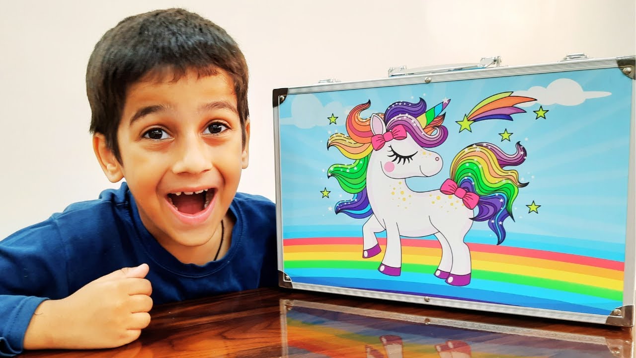 Unboxing Foldable Suitcase Multi-color Coloring Color Set | Learn ...